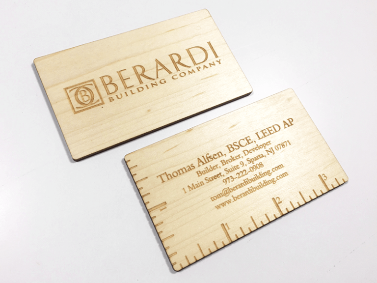 Laser engraved business cards on wood, metal, plastic - starting at $1.30
